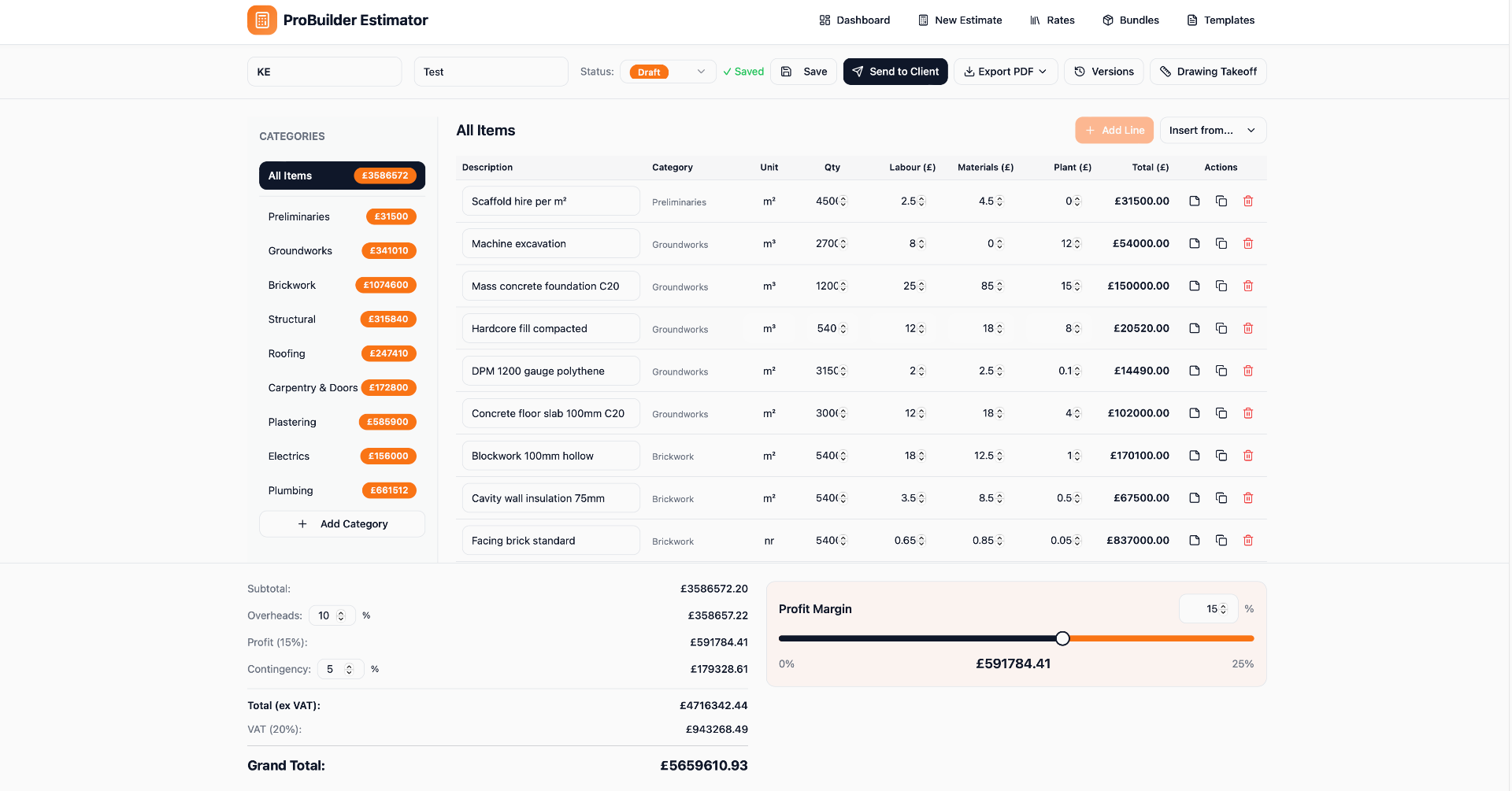 ProBuilder Estimator - Professional Construction Estimating